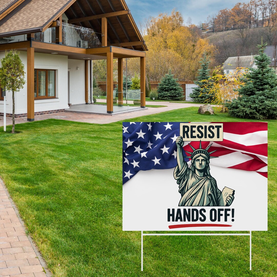 Resist Hands off Custom Yard Sign, Political Protest Sign With Statue ...