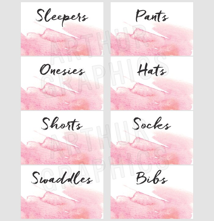 Watercolor Printable Baby Nursery Drawer Labels / Basket Labels Print ...