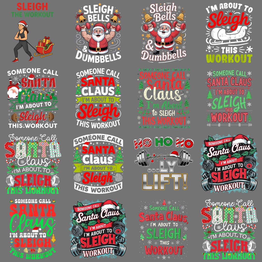 I’m About to Sleigh This Workout Christmas PNG - Funny Fitness Holiday ...