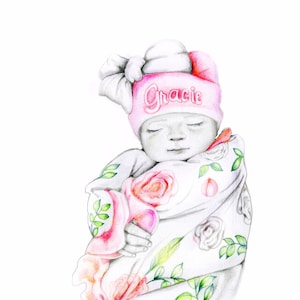 Custom Portrait Drawing Art, Miscarriage Pregnancy Baby Loss, Stillborn ...