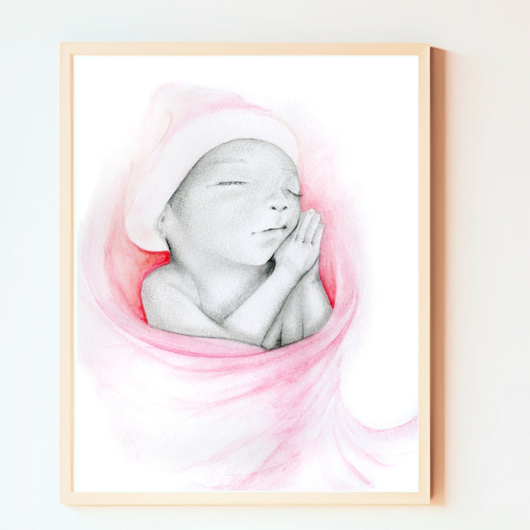 Custom Portrait Drawing Art, Miscarriage Pregnancy Baby Loss, Stillborn ...