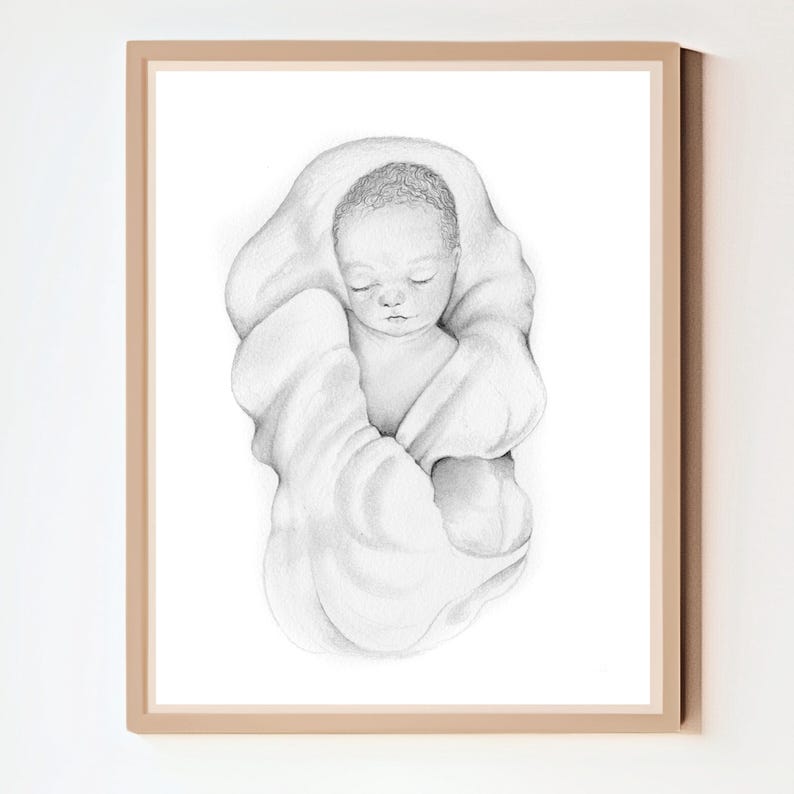 Personalized Stillborn Baby Gift, Custom Hand Drawn Portrait, Infant ...
