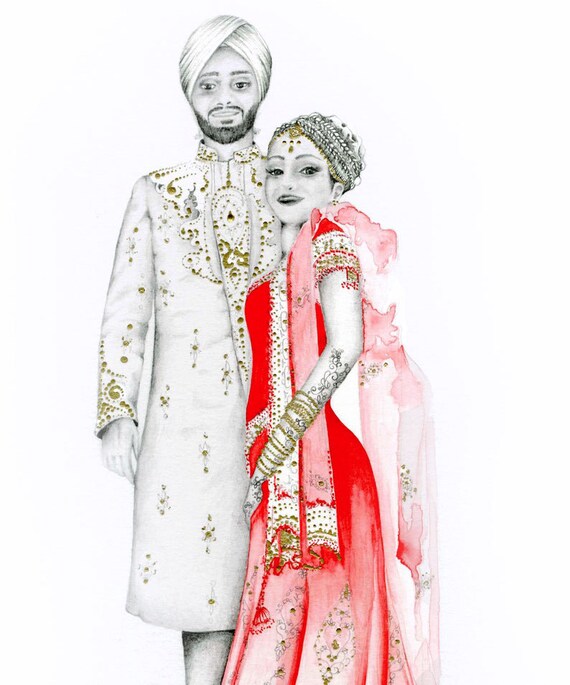 Indian Bride And Groom Sketch