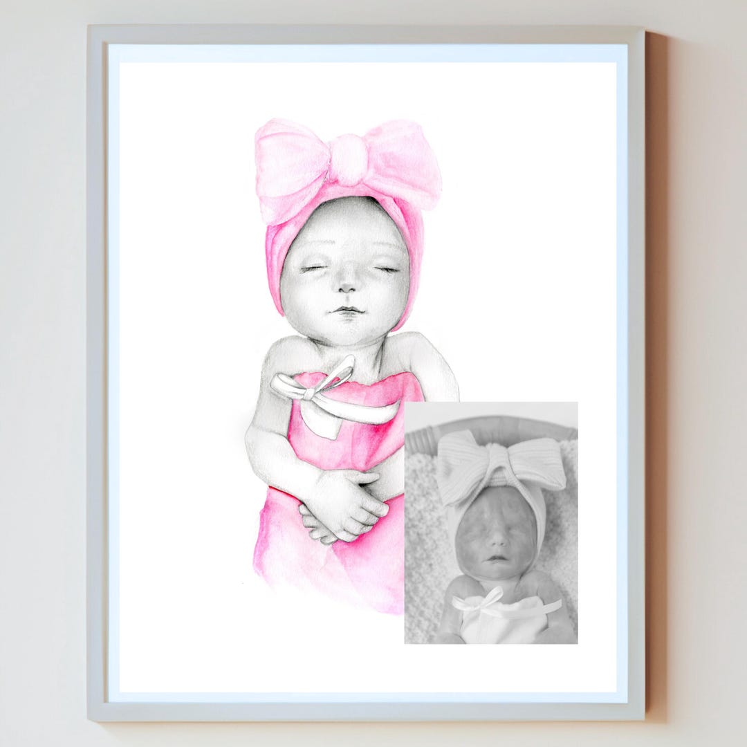Pencil Drawing Illustration Art. Stillborn Baby Gift for Mom & Dad ...
