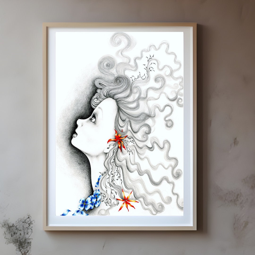 An Original Pencil Drawing of a Girl or Women. My One of a Kind Work of ...
