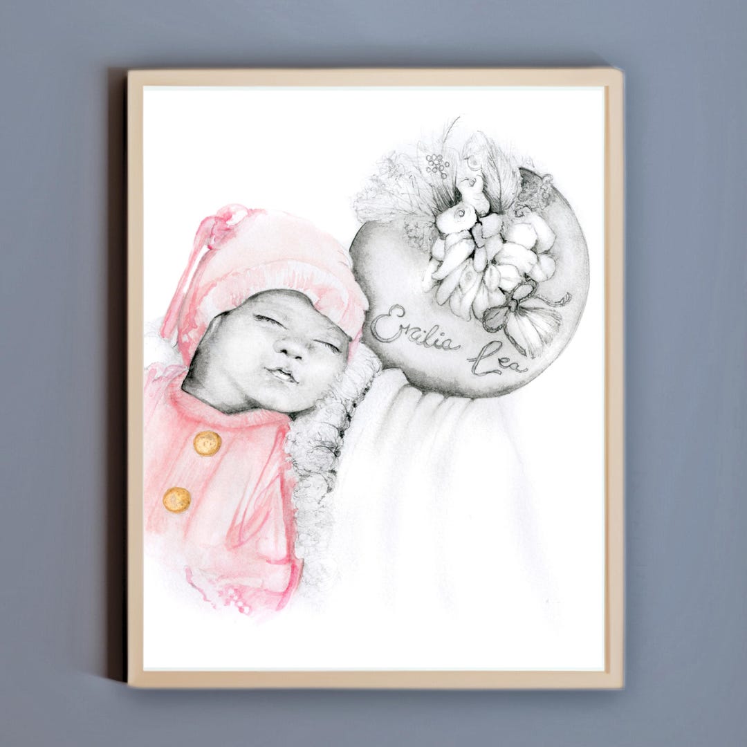 Custom Portrait Drawing Art Stillborn Baby Loss Gift Memorial, Infant ...