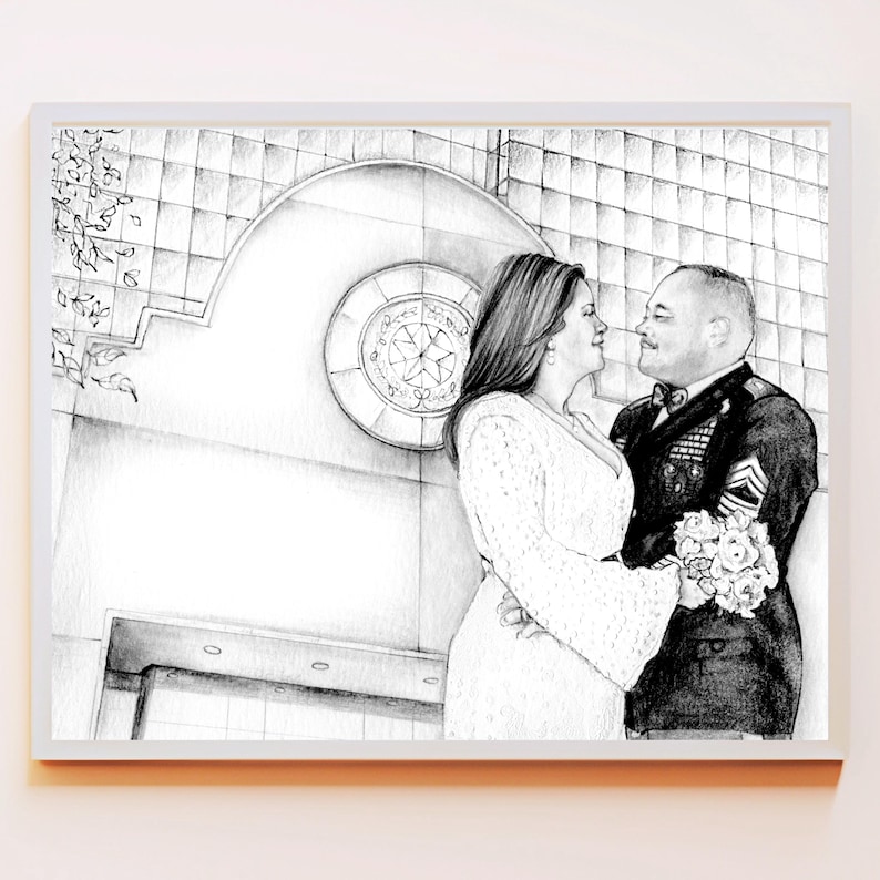 Custom Couples Portrait, Hand-drawn Pencil Art, Wedding Gift - Etsy