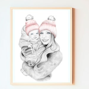 Custom Personalized Family, Kids, Couples Portraits Mom & Dad Gift Hand ...