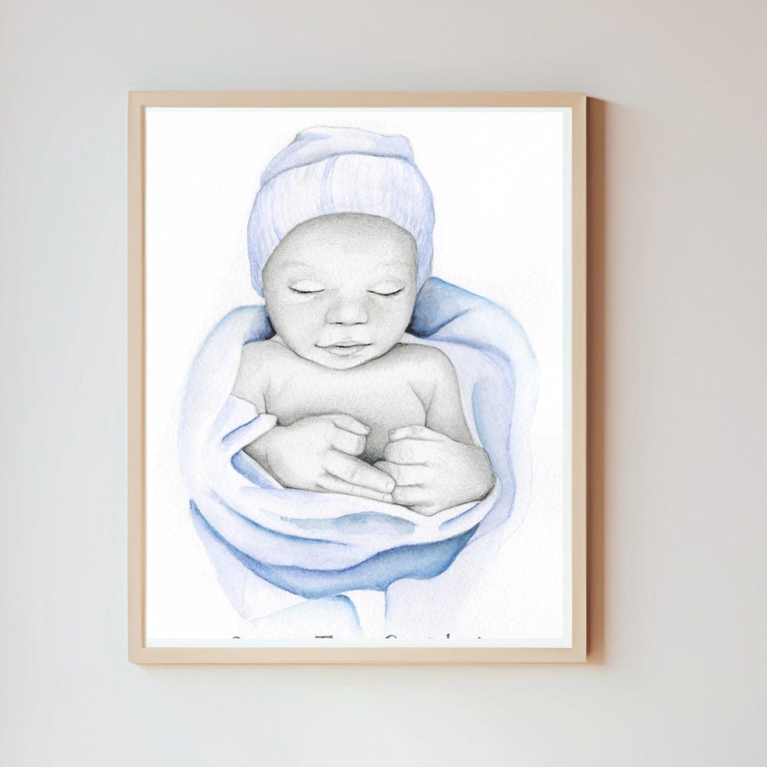 Personalized Stillborn Baby Gift, Custom Hand Drawn Portrait, Infant ...