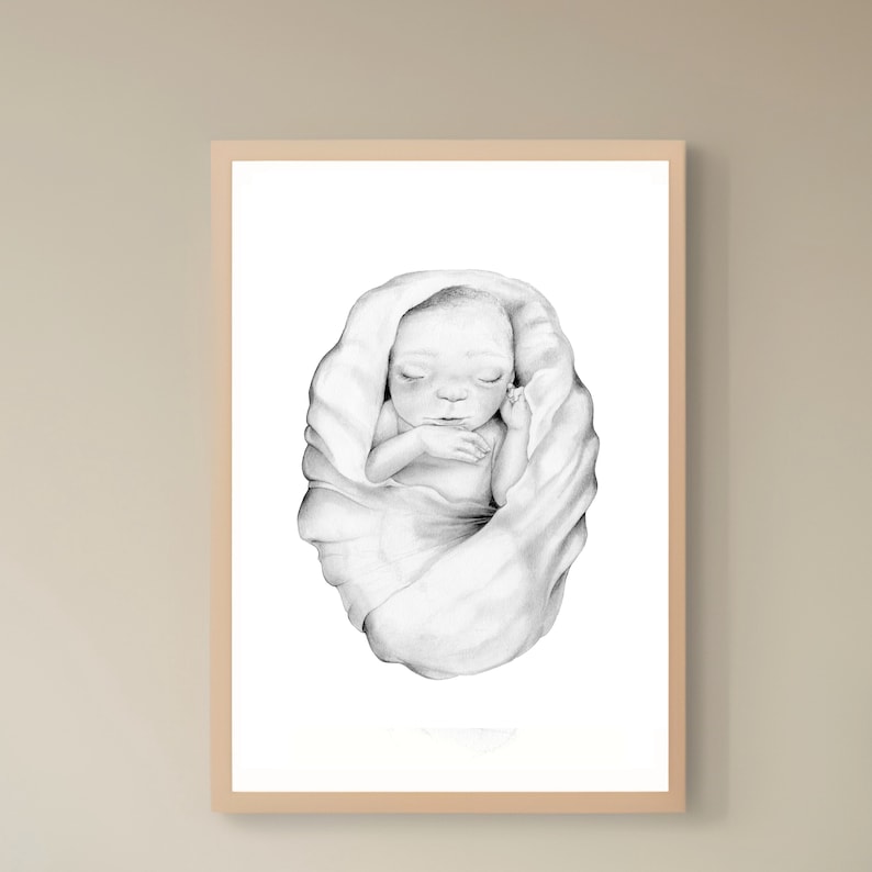 Personalized Stillborn Baby Gift, Custom Hand Drawn Portrait, Infant ...