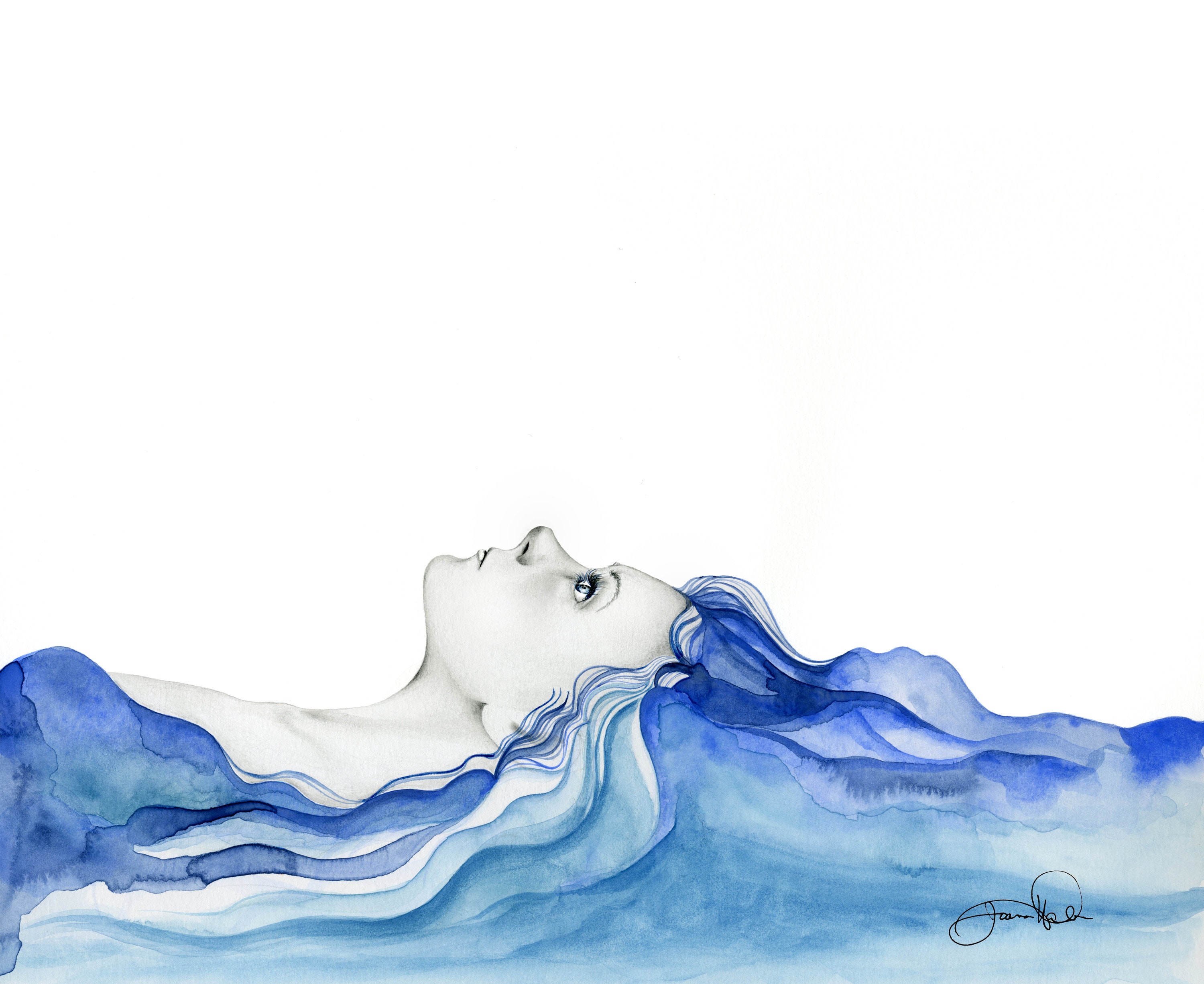 Watercolor Sea Thing Blue 4 x 6 Art Print Watercolor Speechless Girl ...