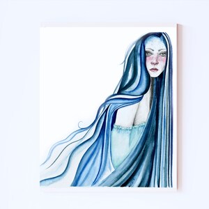 Blue Abstract Watercolor Painting Fine Art Print Woman Home Decor Women ...