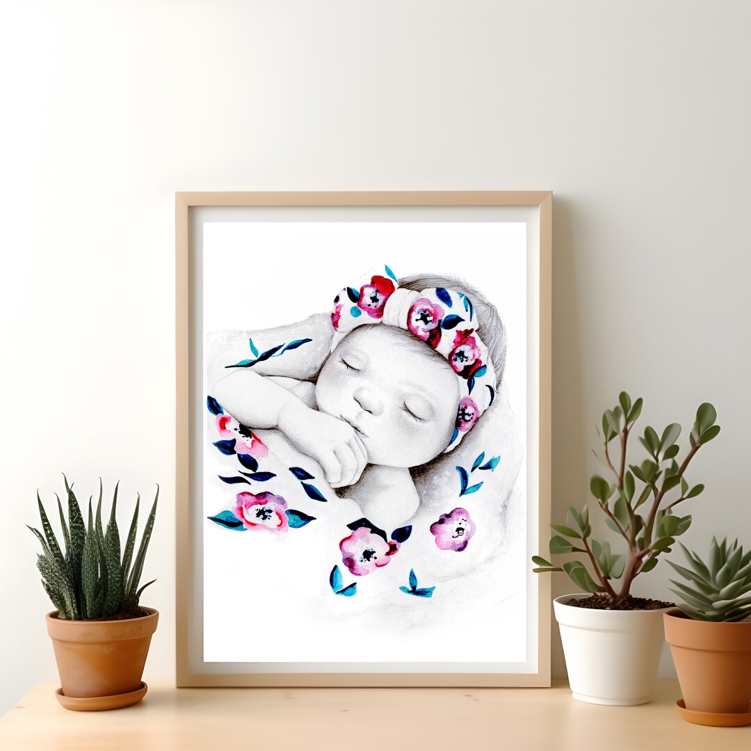 Custom Stillborn Baby Portrait Drawing, Memorial Remembrance Gift ...