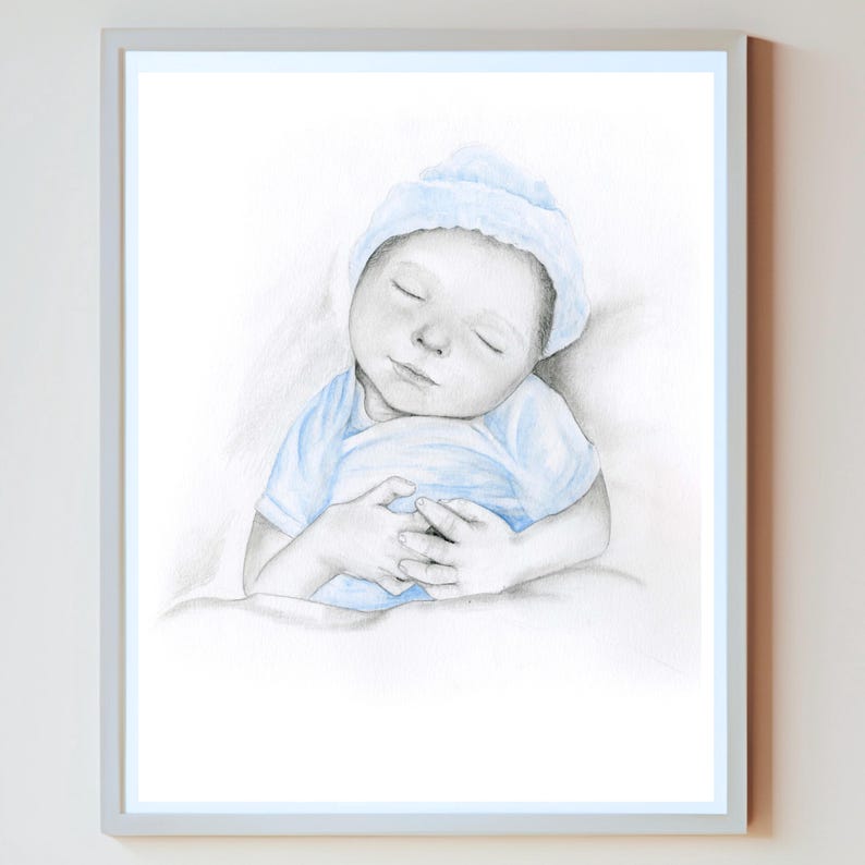 Personalized Stillborn Baby Gift, Custom Hand Drawn Portrait, Infant ...