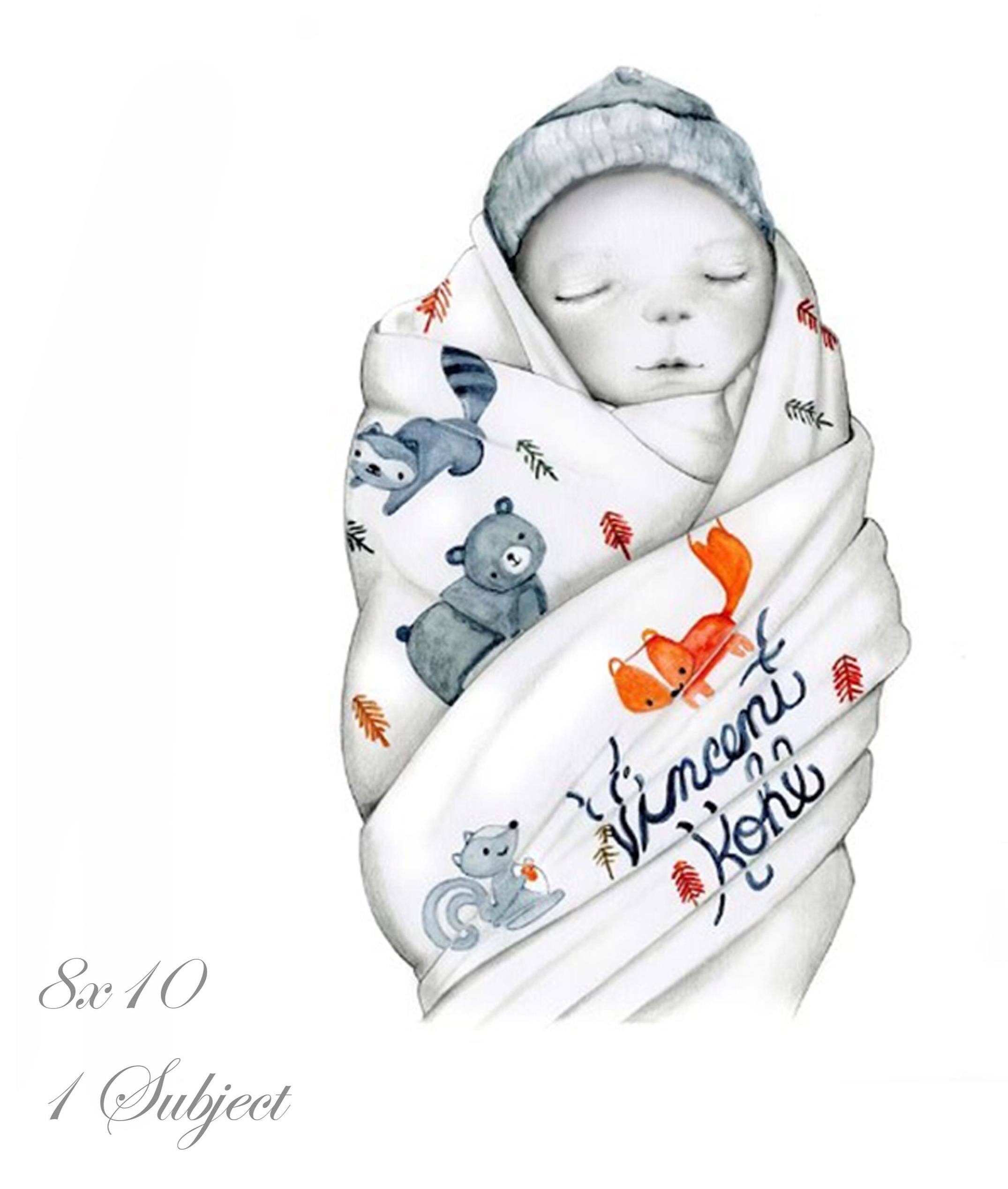 Custom Portrait Drawing Art Stillborn Baby Loss Gift Memorial, Infant ...