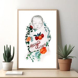 Personalized Stillborn Baby Gift, Custom Hand Drawn Portrait, Infant ...