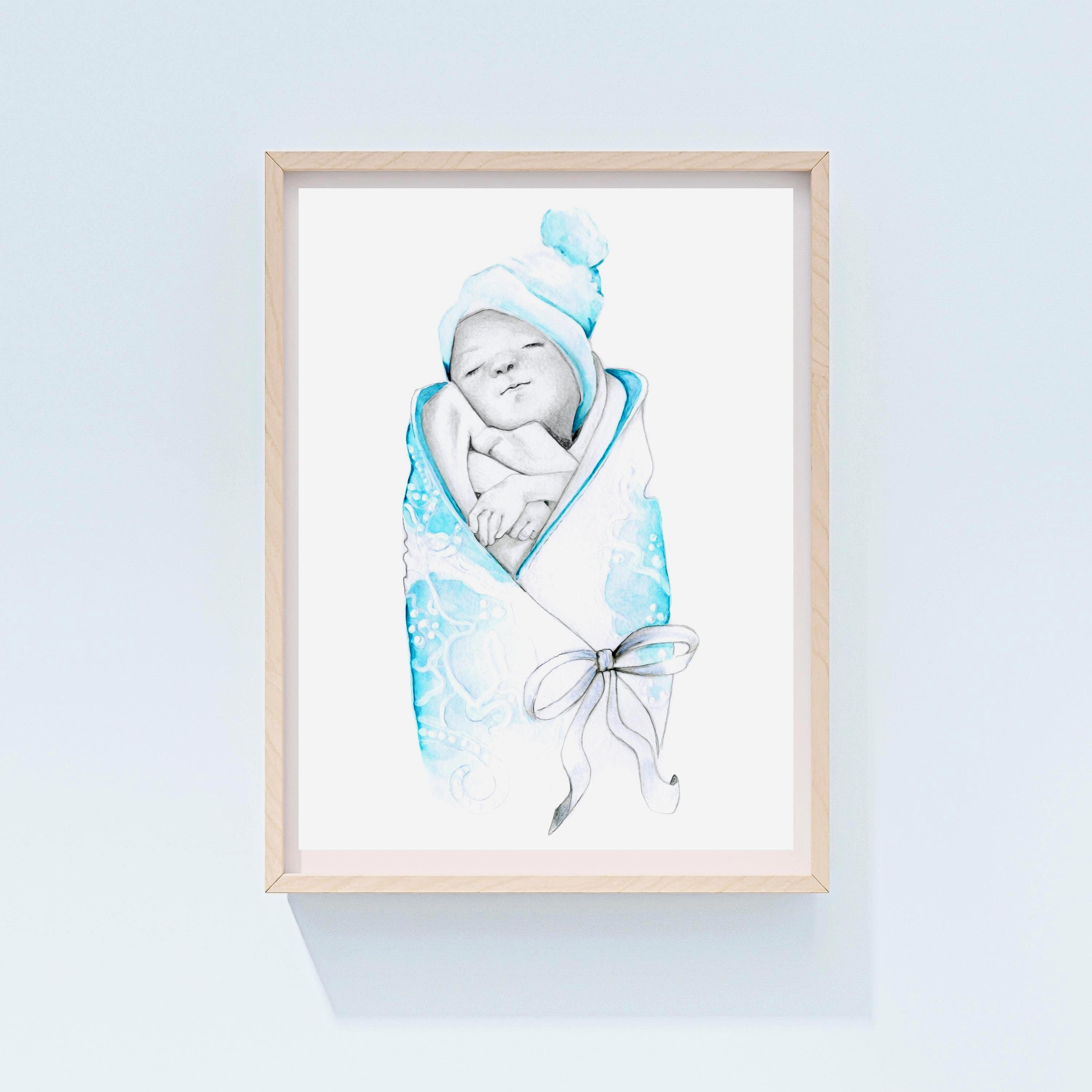 Personalized Stillborn Baby Gift, Custom Hand Drawn Portrait, Infant ...