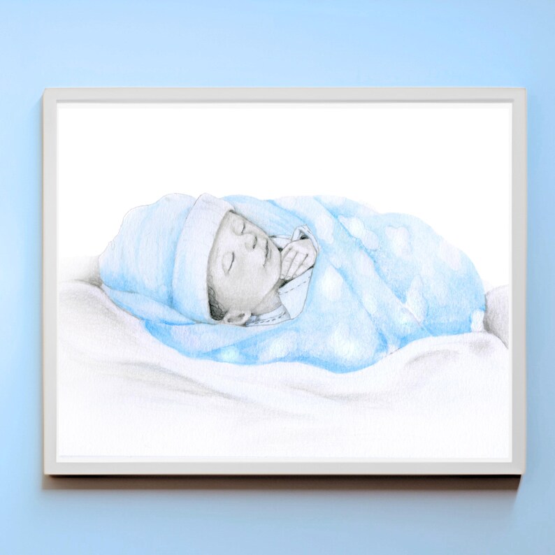Personalized Stillborn Baby Gift, Custom Hand Drawn Portrait, Infant ...