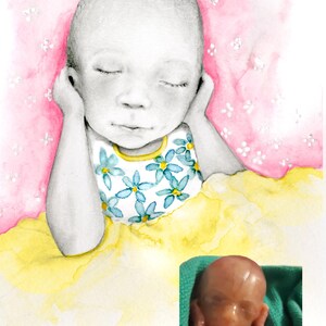 Personalized Stillborn Baby Gift, Custom Hand Drawn Portrait, Infant ...