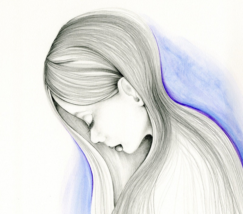 Sad Girl Pencil Drawing