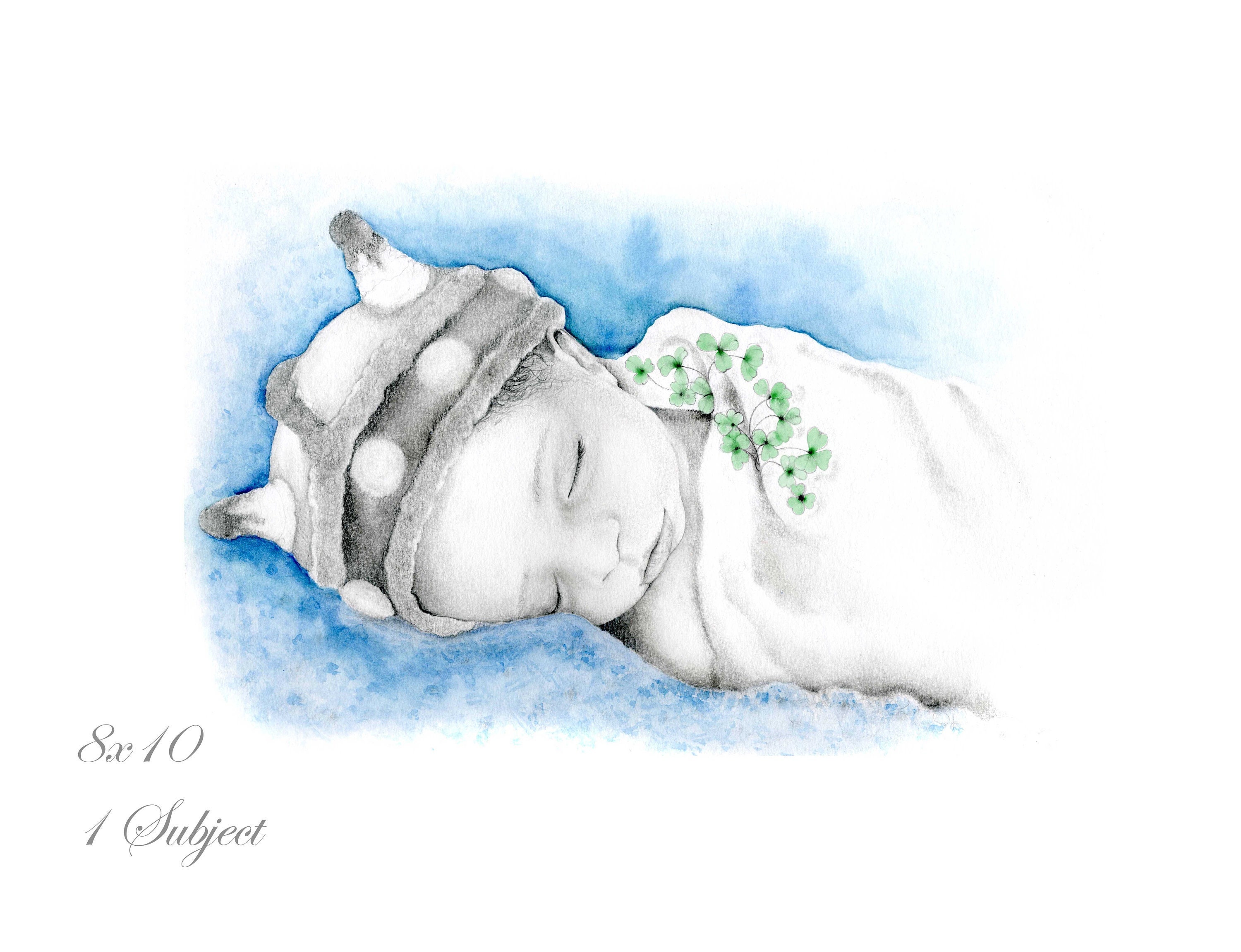 Personalized Stillborn Baby Gift, Custom Hand Drawn Portrait, Infant ...
