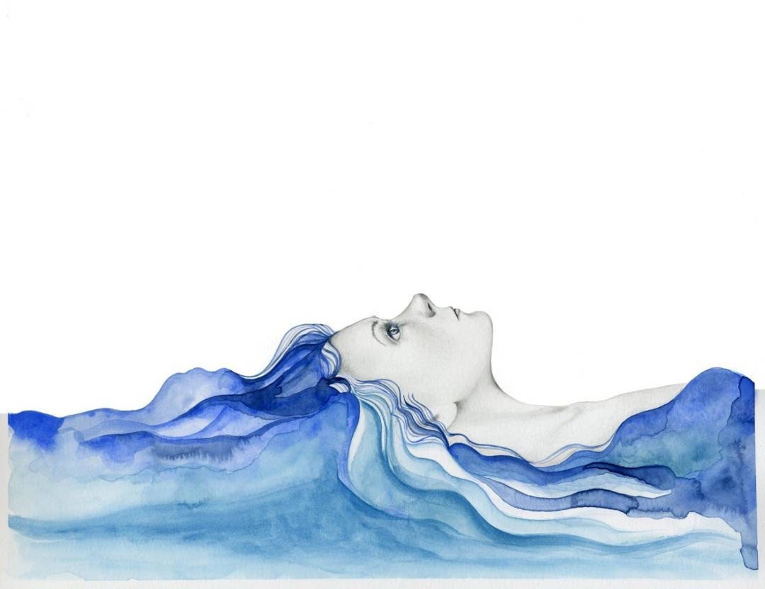 Watercolor Sea Thing Blue 4 x 6 Art Print Watercolor Speechless Girl ...