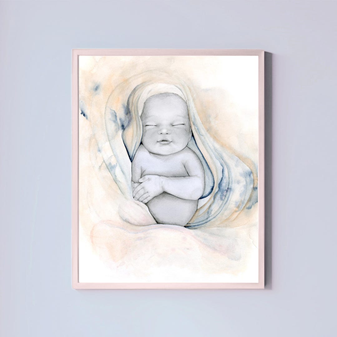 Custom Portrait Art Hand Drawn Pencil Drawing Stillborn Baby Portrait ...