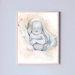 Personalized Stillborn Baby Gift, Custom Hand Drawn Portrait, Infant ...