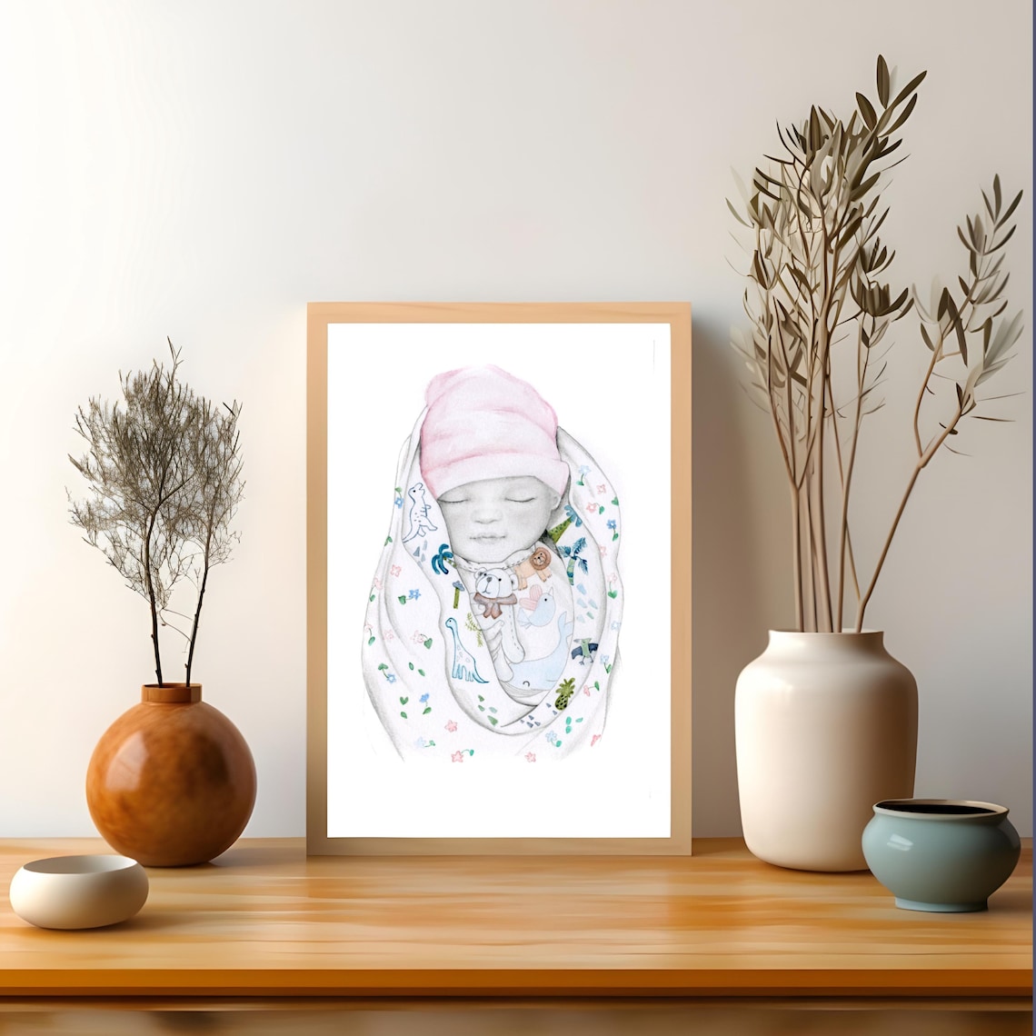 Personalized Stillborn Baby Gift, Custom Hand Drawn Portrait, Infant ...