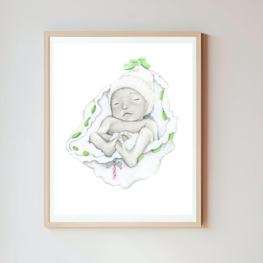 Personalized Stillborn Baby Gift, Custom Hand Drawn Portrait, Infant ...