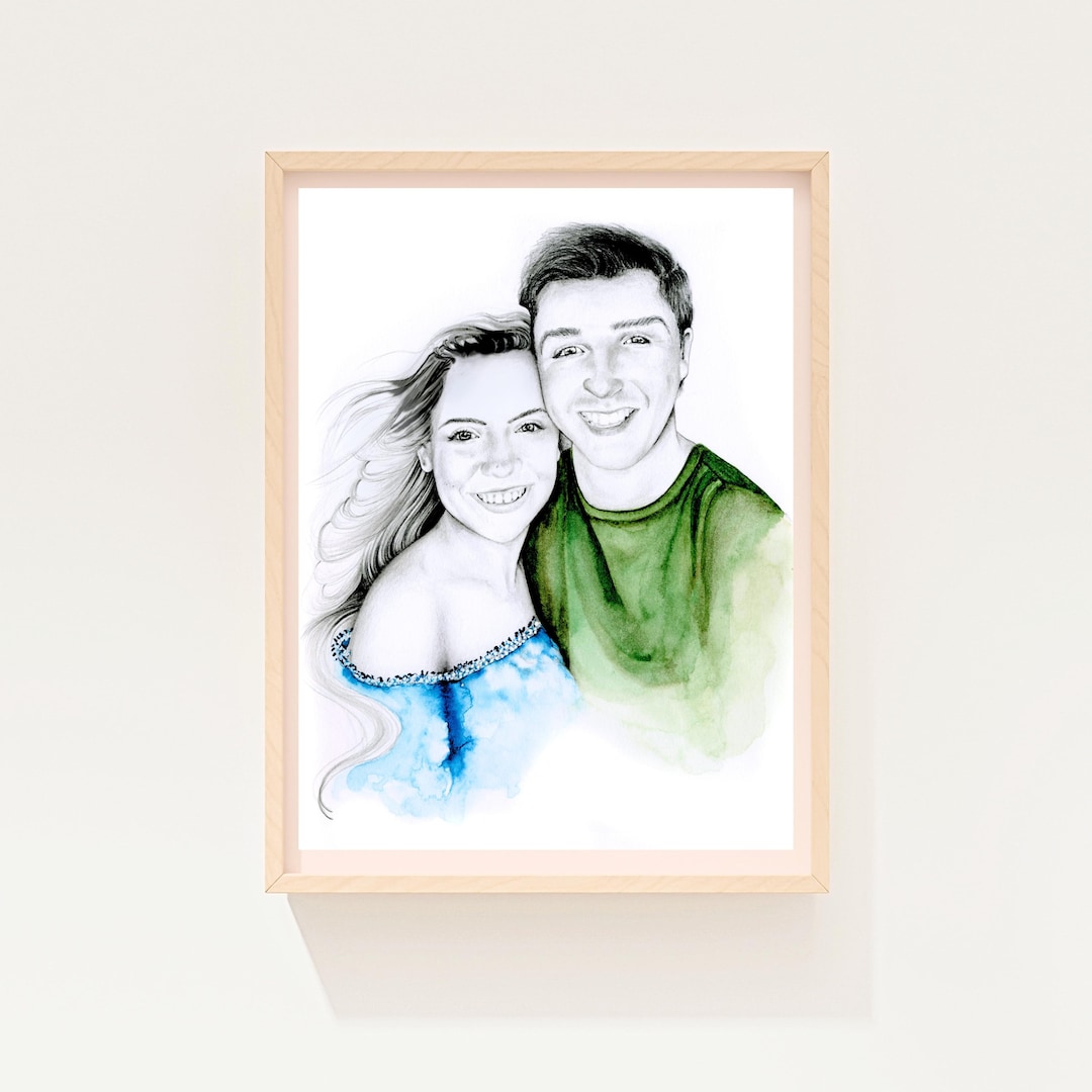 Custom Couples Portrait Art for Couples Wedding Personalized Couples ...