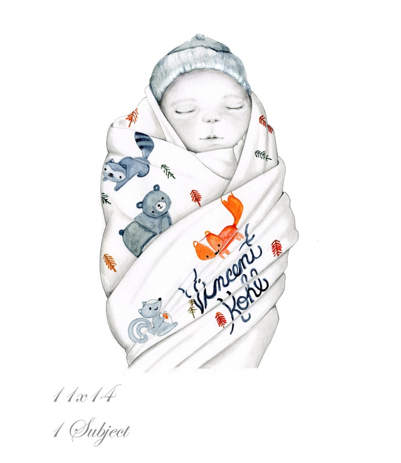 Personalized Stillborn Baby Gift, Custom Hand Drawn Portrait, Infant ...