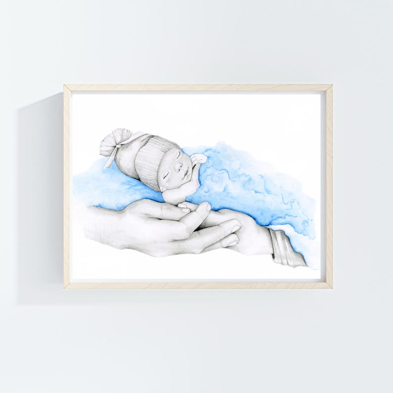 Personalized Stillborn Baby Gift, Custom Hand Drawn Portrait, Infant ...