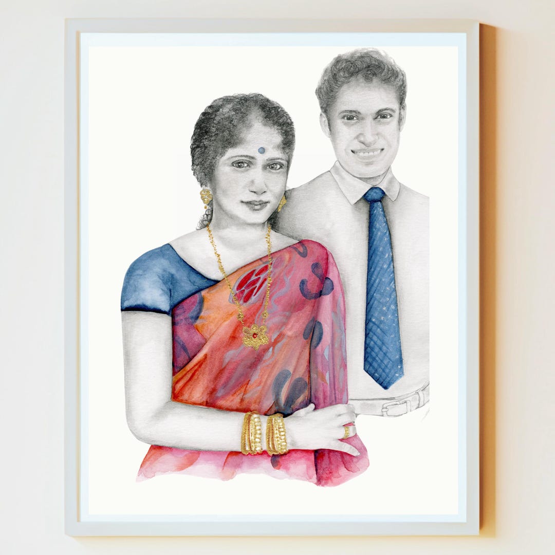 Custom Couples Portrait Art First Christmas Gift for Couples Wedding ...