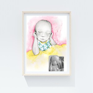 Pencil Drawing Illustration Art. Stillborn Baby Gift for Mom & Dad ...