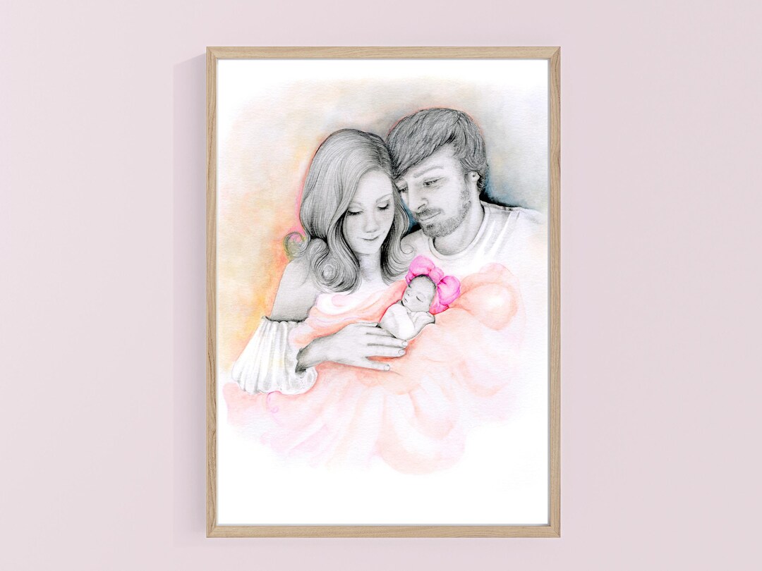 Personalized Stillborn Baby Gift, Custom Hand Drawn Portrait, Infant ...