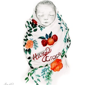 Personalized Stillborn Baby Gift, Custom Hand Drawn Portrait, Infant ...