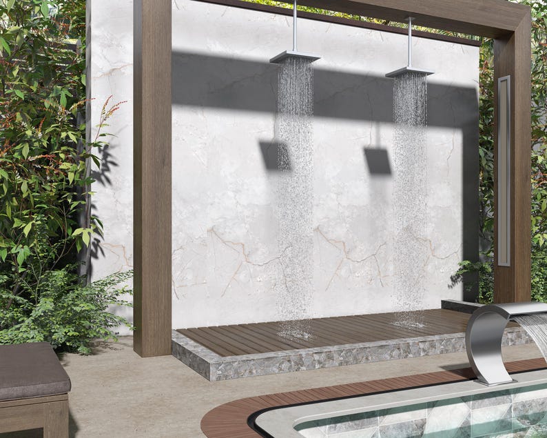 Marble Shower Panel, Waterproof Modern Bathroom Wall Cladding, Light ...