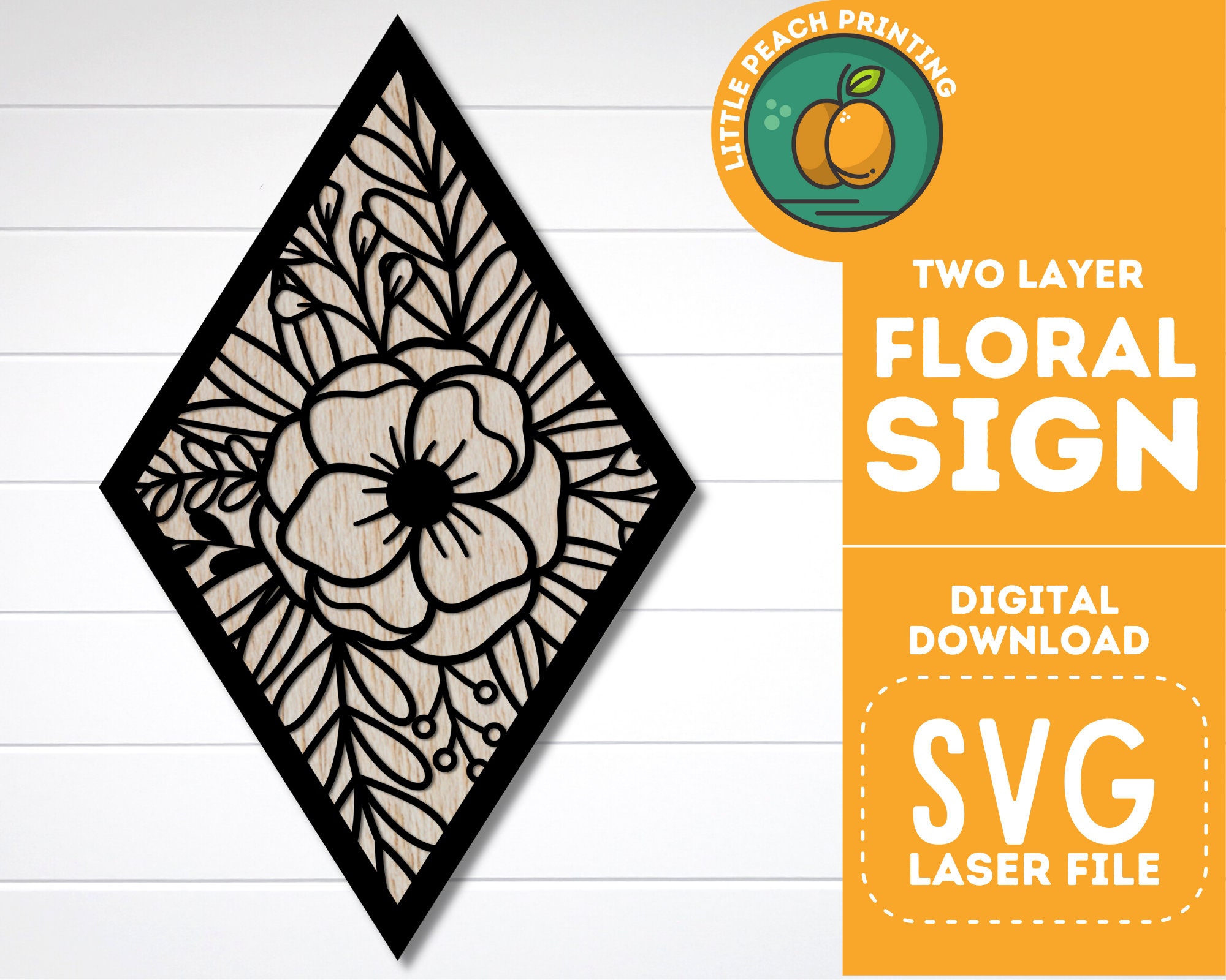 Floral Sign Decor SVG File Glowforge File Laser Cut Files - Etsy