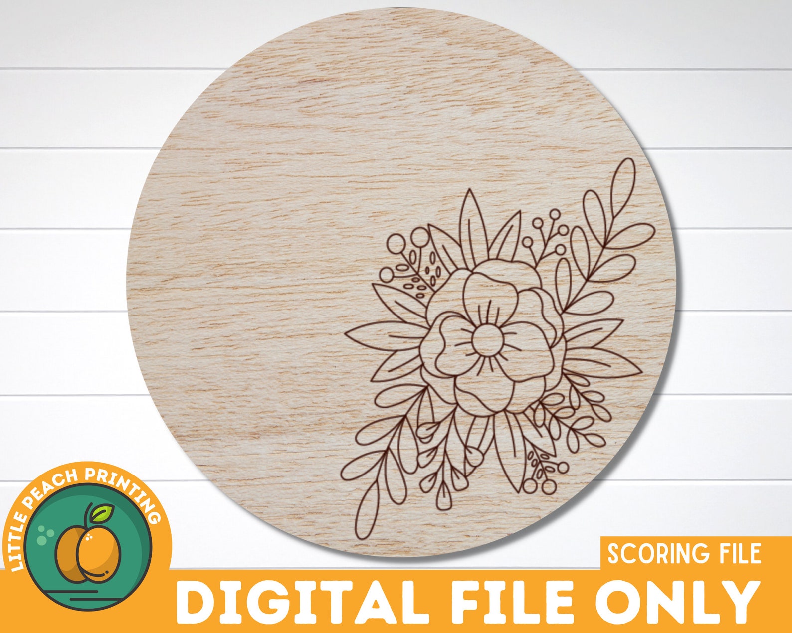 Floral Single Line Scoring Digital File Glowforge File Laser - Etsy