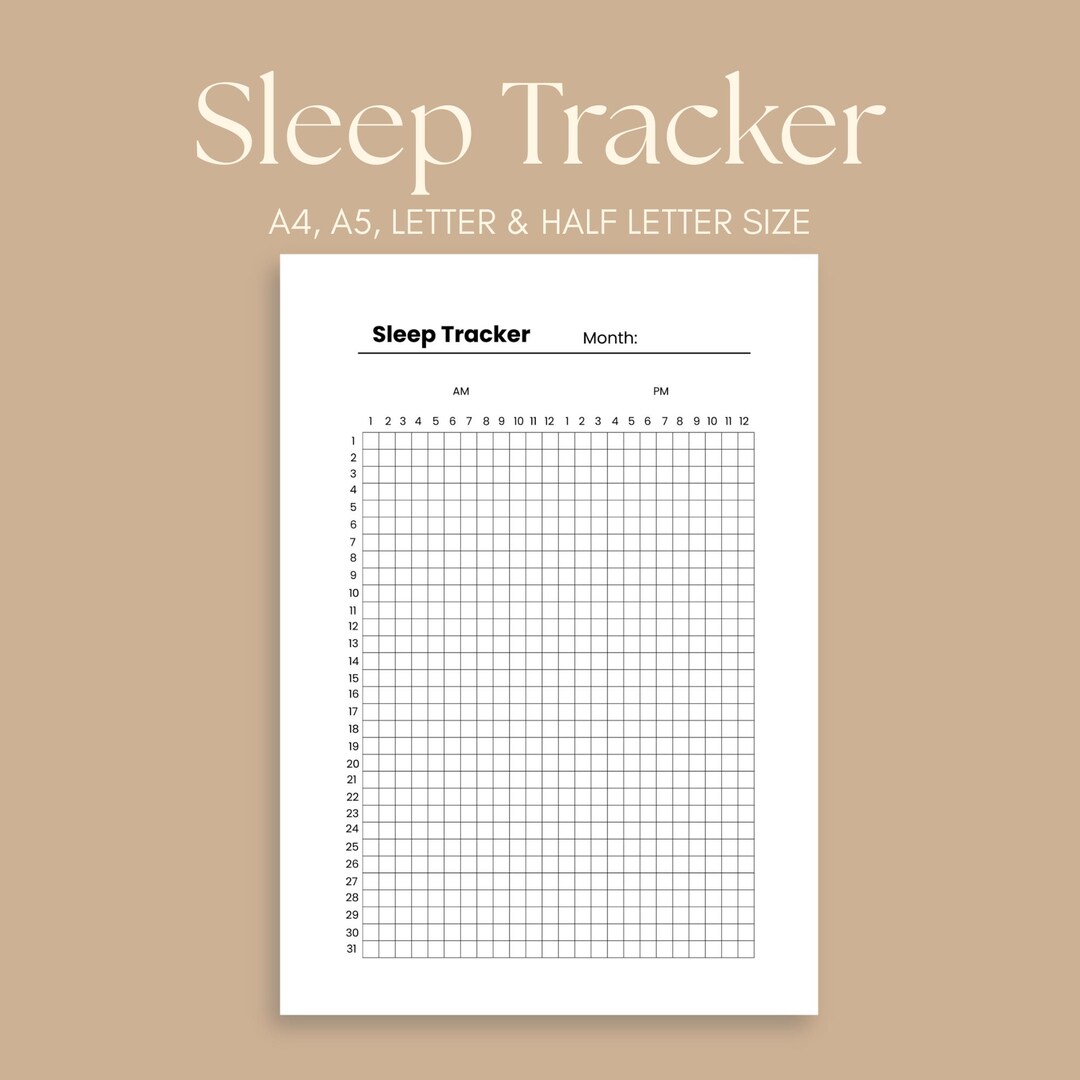 Sleep Tracker Printable, Monthly Sleep Log, Sleep Quality Journal ...