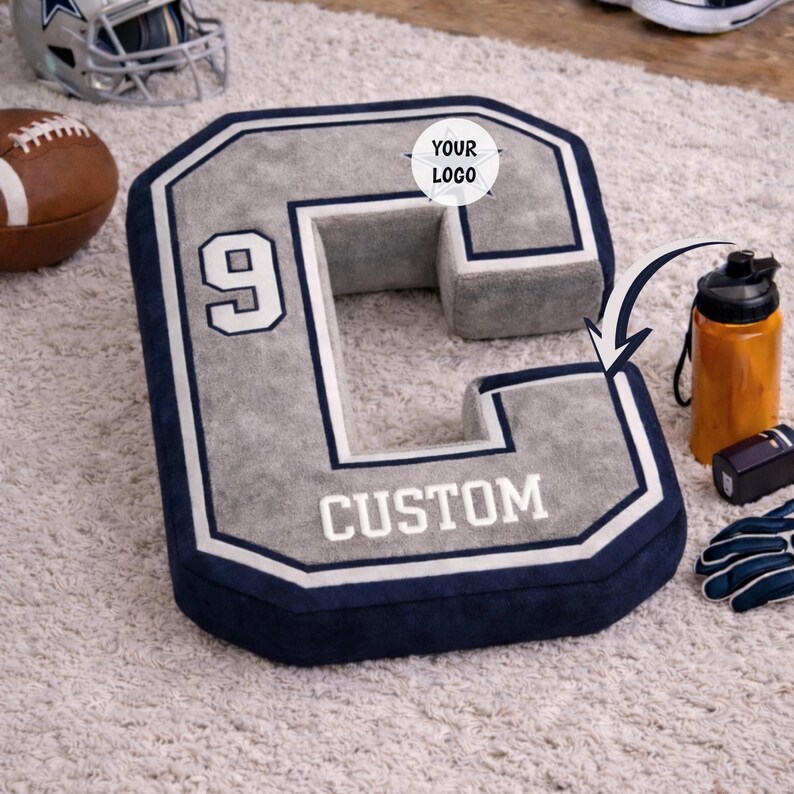 Personalized NFL Football Letter Pillow – Custom Name and Team Logo ...