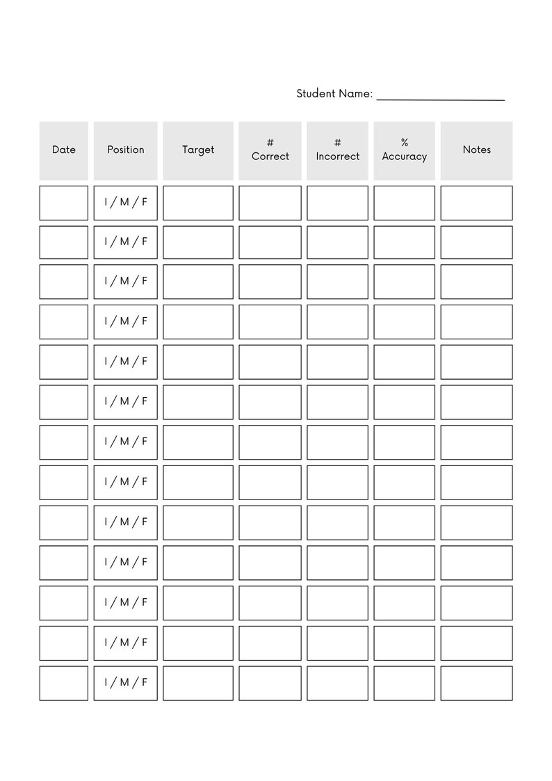 Articulation Goal Tracker Printable PDF for Speech Therapy, Slps, and ...