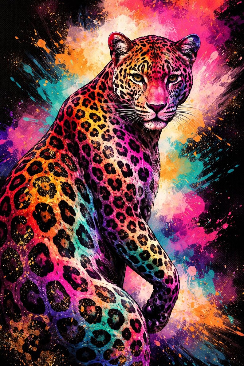 Bold Colourful Leopard Digital Print - Etsy