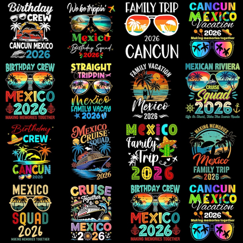 Mexico Trip 2026 PNG Bundle, Cancun Vacation Shirt Design, Birthday ...