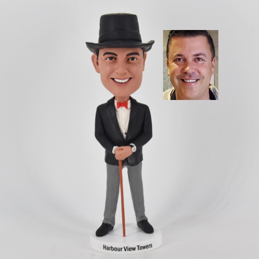 Custom Gentleman Bobblehead Figurine: Hand-sculpted Polymer Clay, Top ...