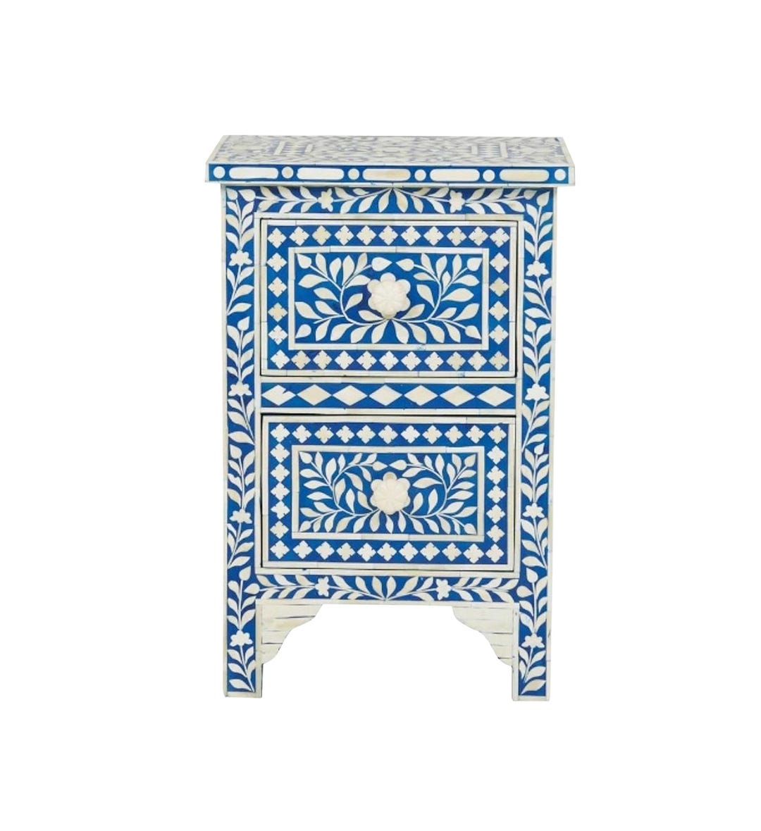 Handmade Bone Inlay Bedside Table – Luxury Nightstand – Moroccan Floral ...