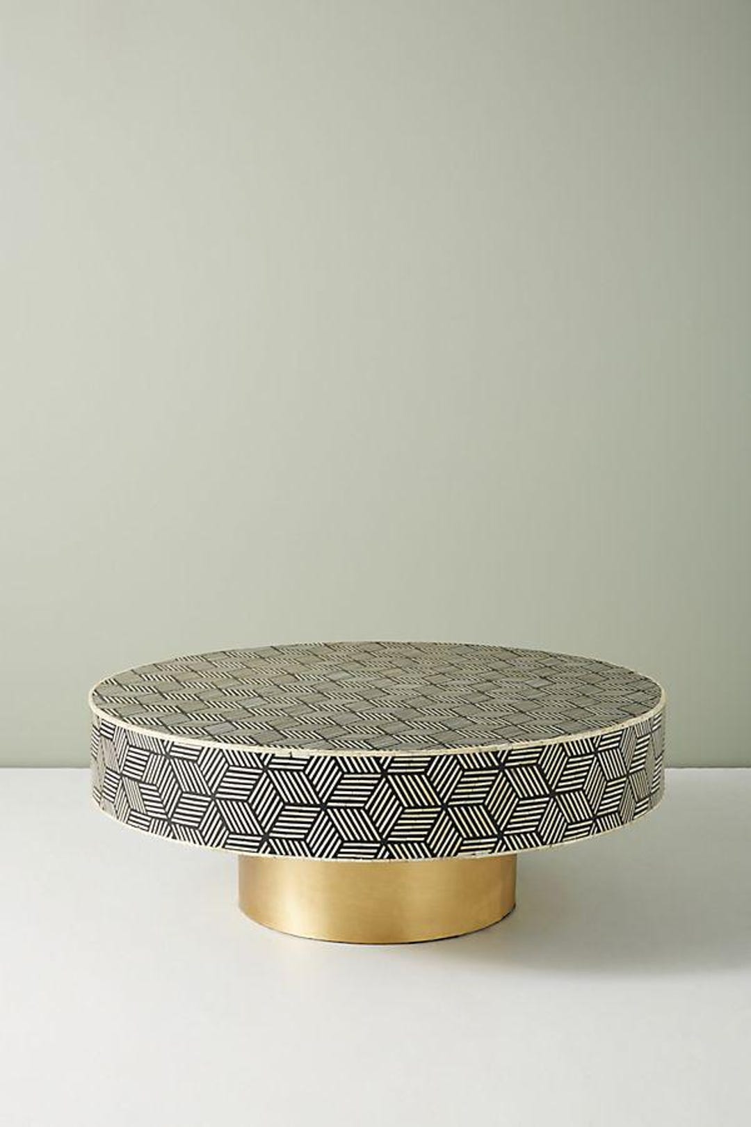 Handmade Bone Inlay Round Coffee Table: Geometric Pattern, Home Decor ...