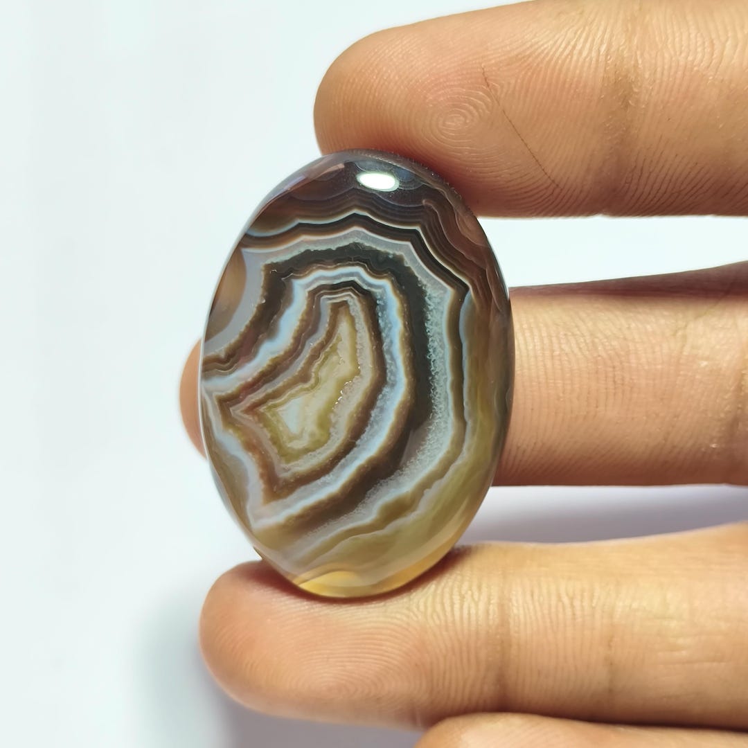 Banded Agate Cabochon | Black Banded Gemstone for Jewelry (37x26x6) - Etsy