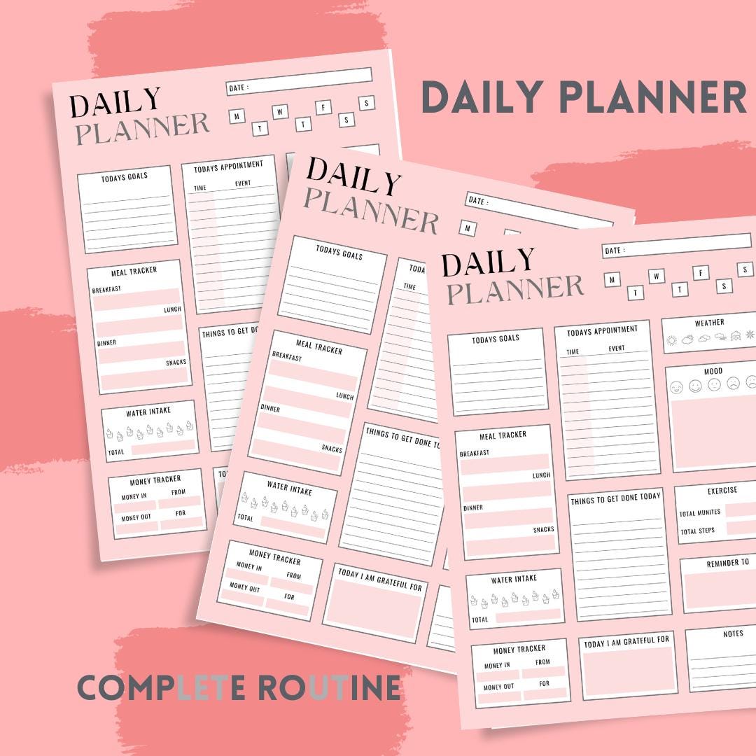 Daily Digital Planner Portrait 2025, 2026, 2027, UNDATED Monthly Weekly ...